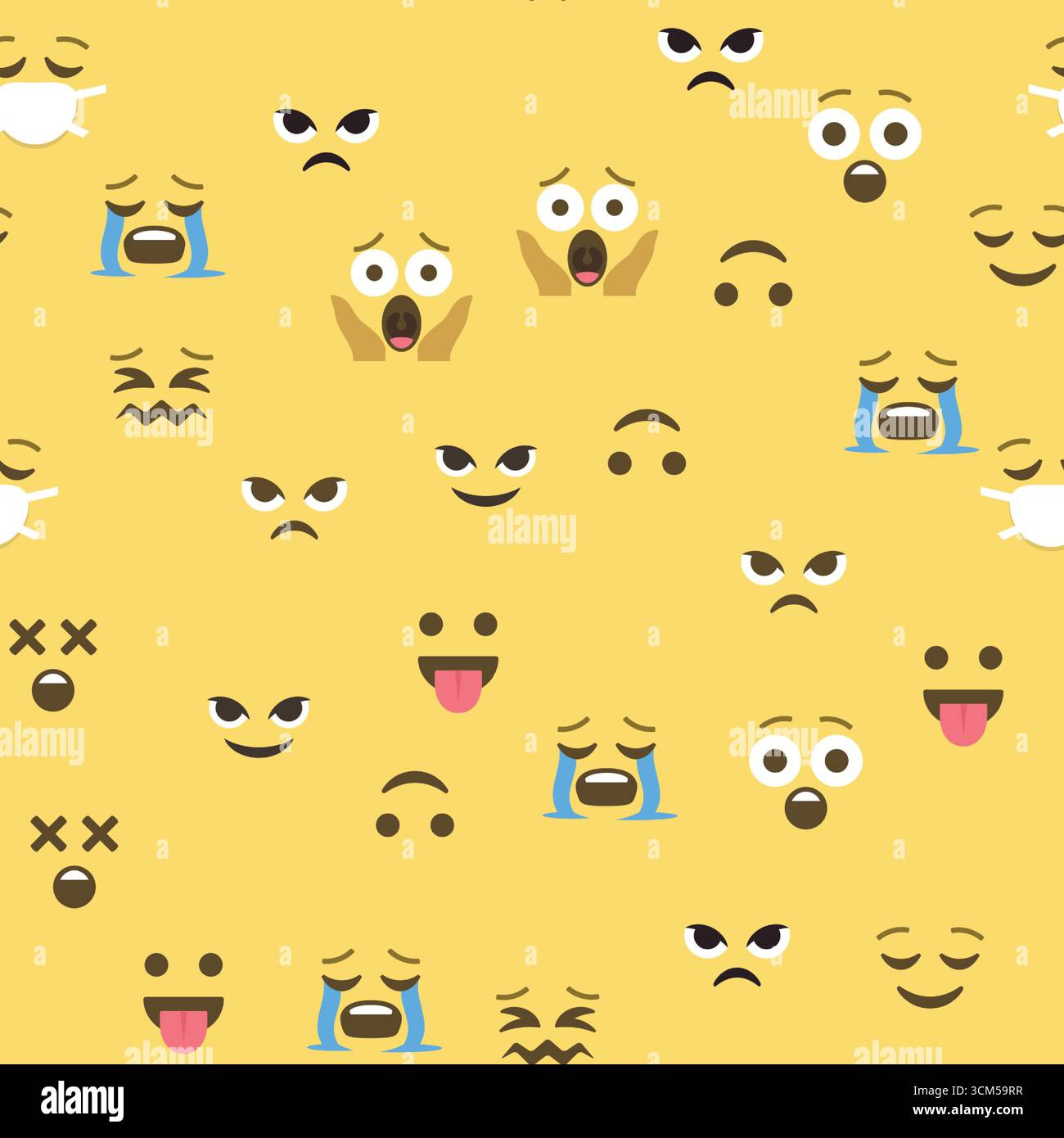Seamless pattern of emoticons and emoji, emoji vector illustration ...