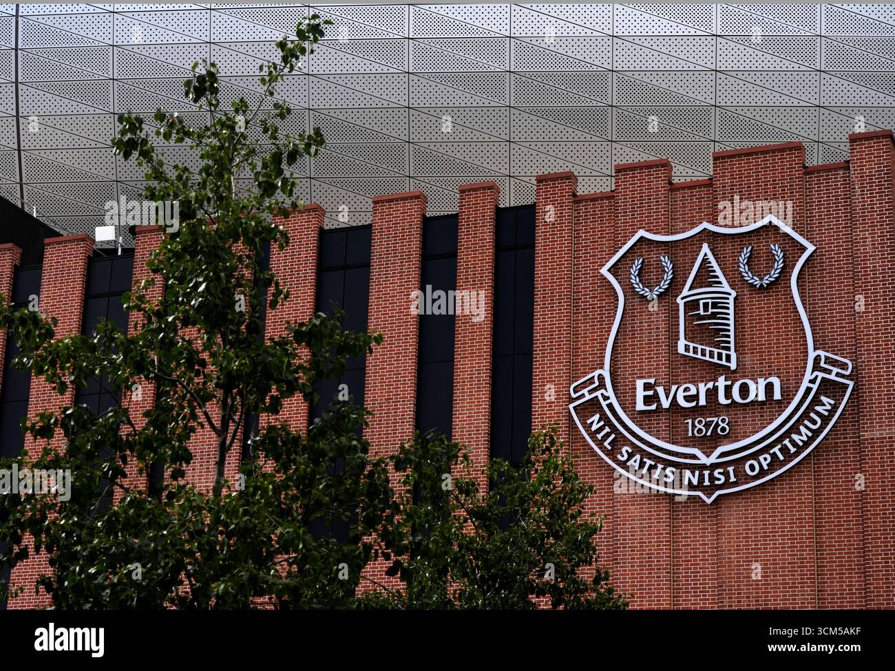 A general view of the Everton logo ahead of the Premier League match at ...