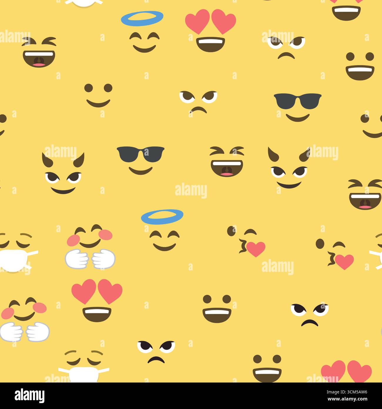 Seamless pattern of emoticons and emoji, emoji vector illustration ...