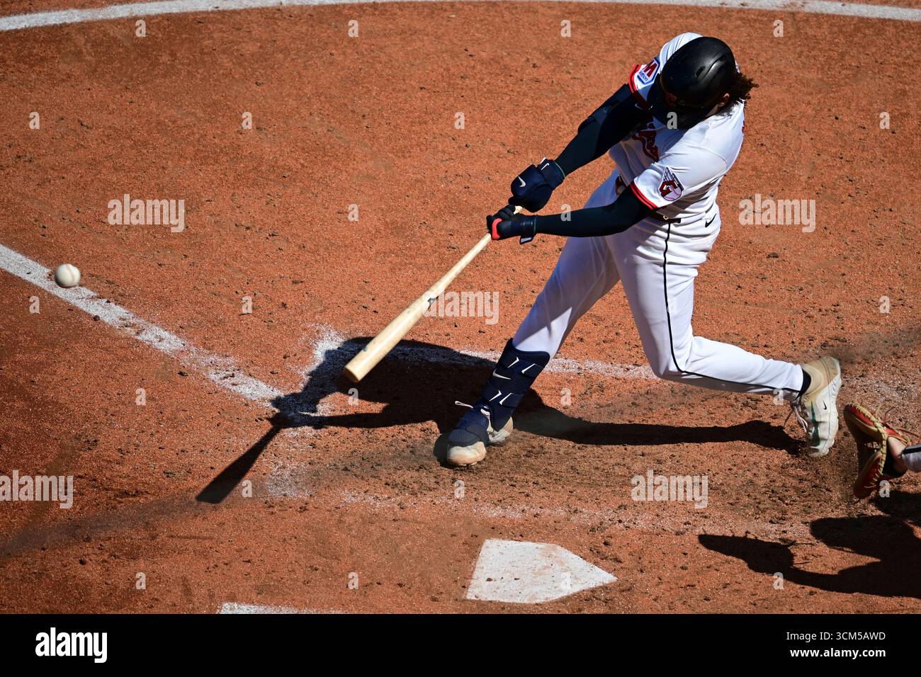Cleveland Guardians' Bo Naylor hits a two-RBI double during the fourth ...