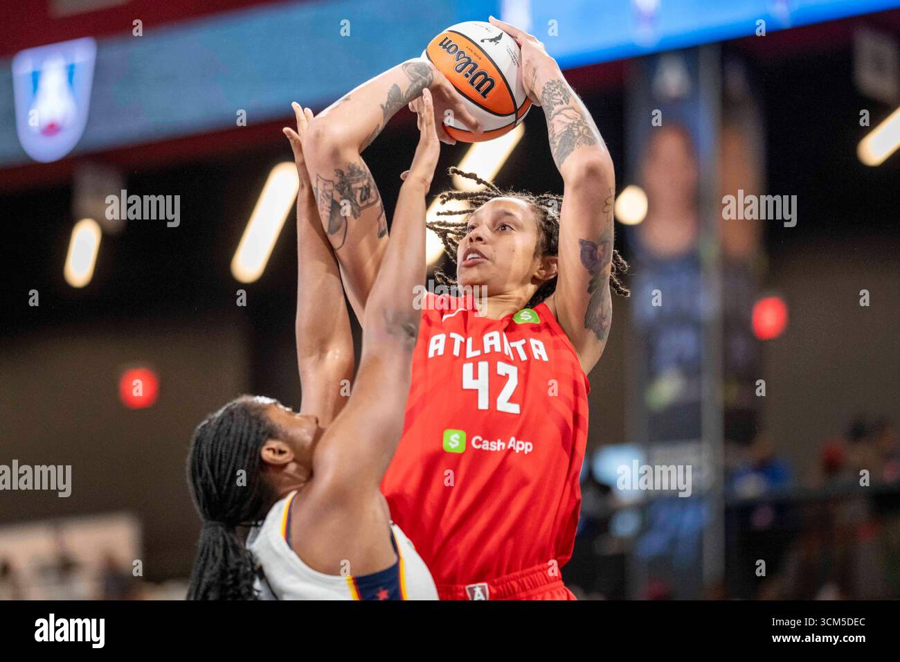 Atlanta Dream center Brittney Griner (42) attempts a basket during the ...