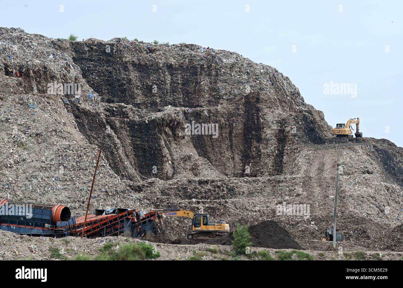NEW DELHI, INDIA - SEPTEMBER 14: A view of Bhalswa landfill following ...