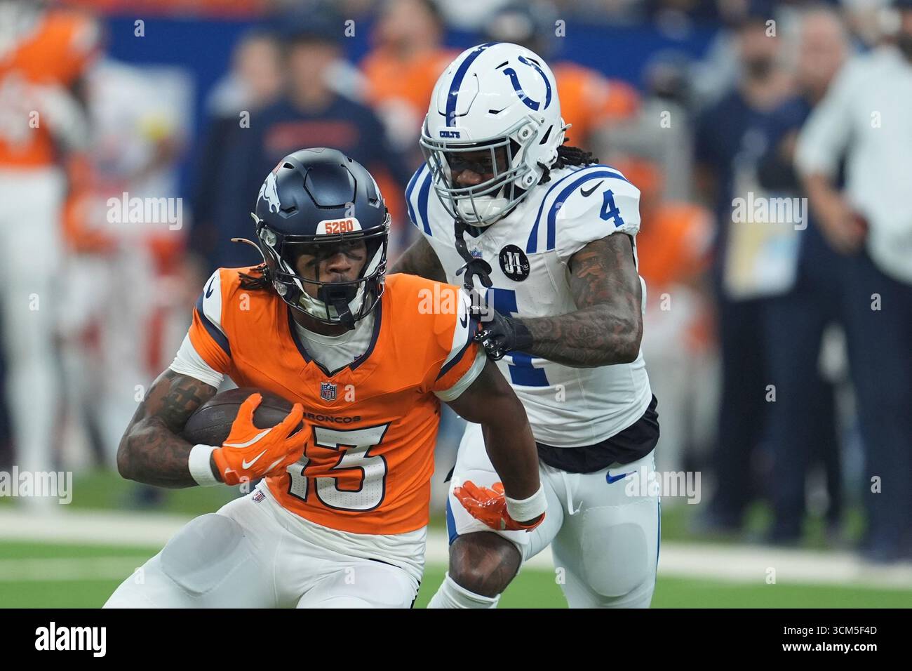 Denver Broncos wide receiver Pat Bryant (13) ruins against Indianapolis ...