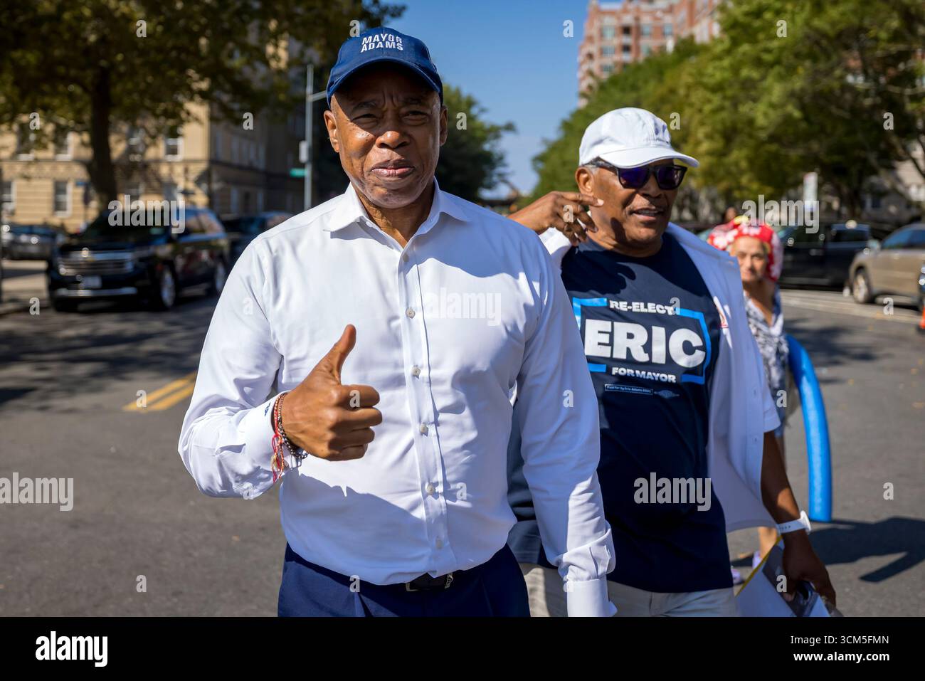 NEW YORK, NEW YORK - SEPTEMBER 13: Mayor Eric Adams holds a South ...