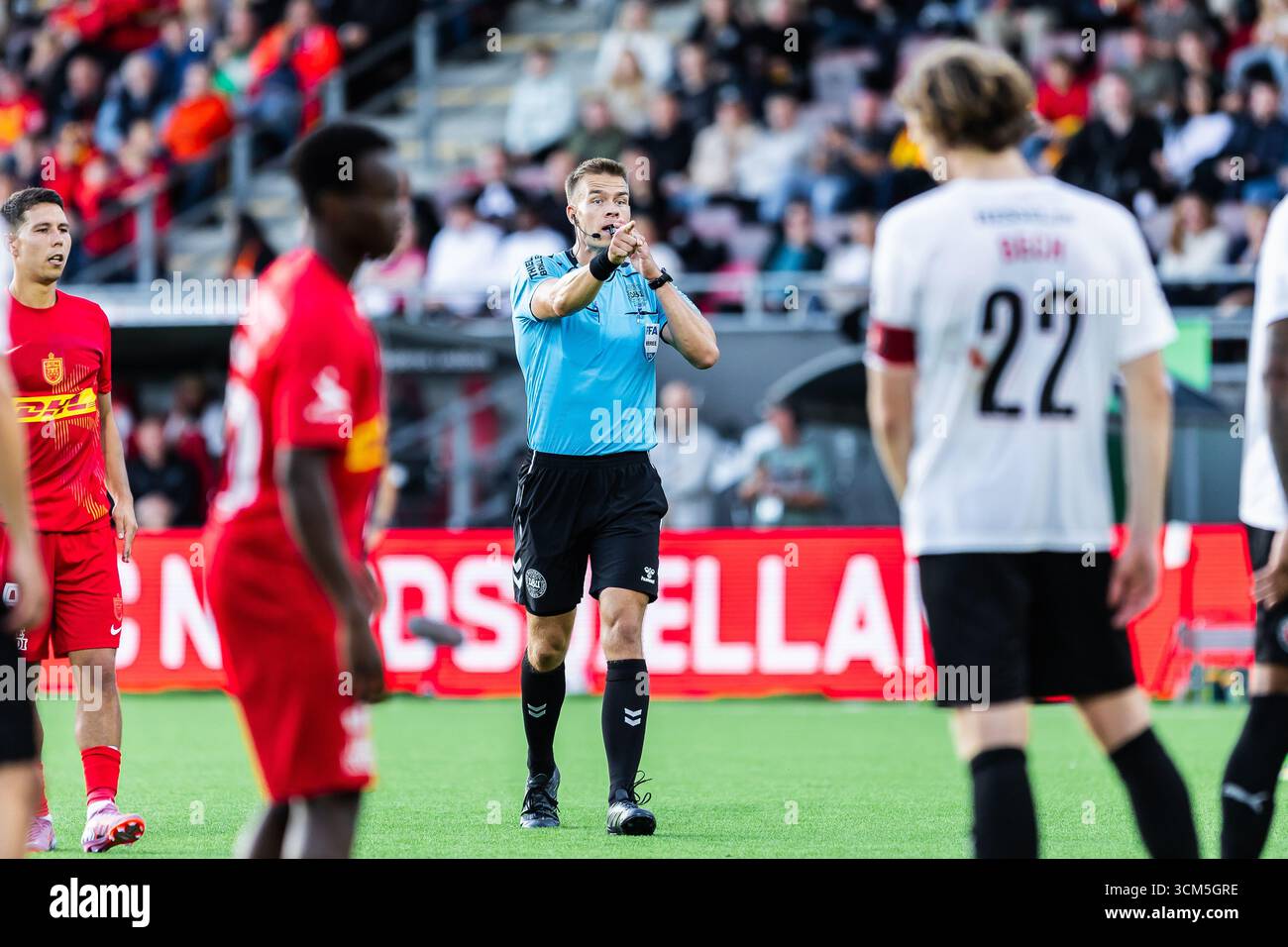 Farum, Denmark. 14th, September 2025. Referee Jacob Karlsen seen during ...