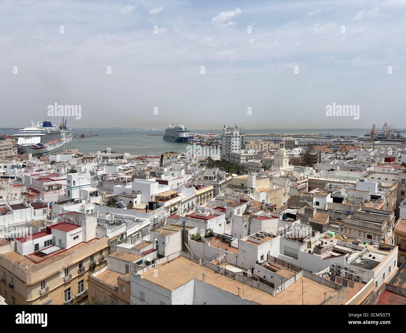 Stunning panoramic views over Cádiz old town rooftops, with terracotta ...