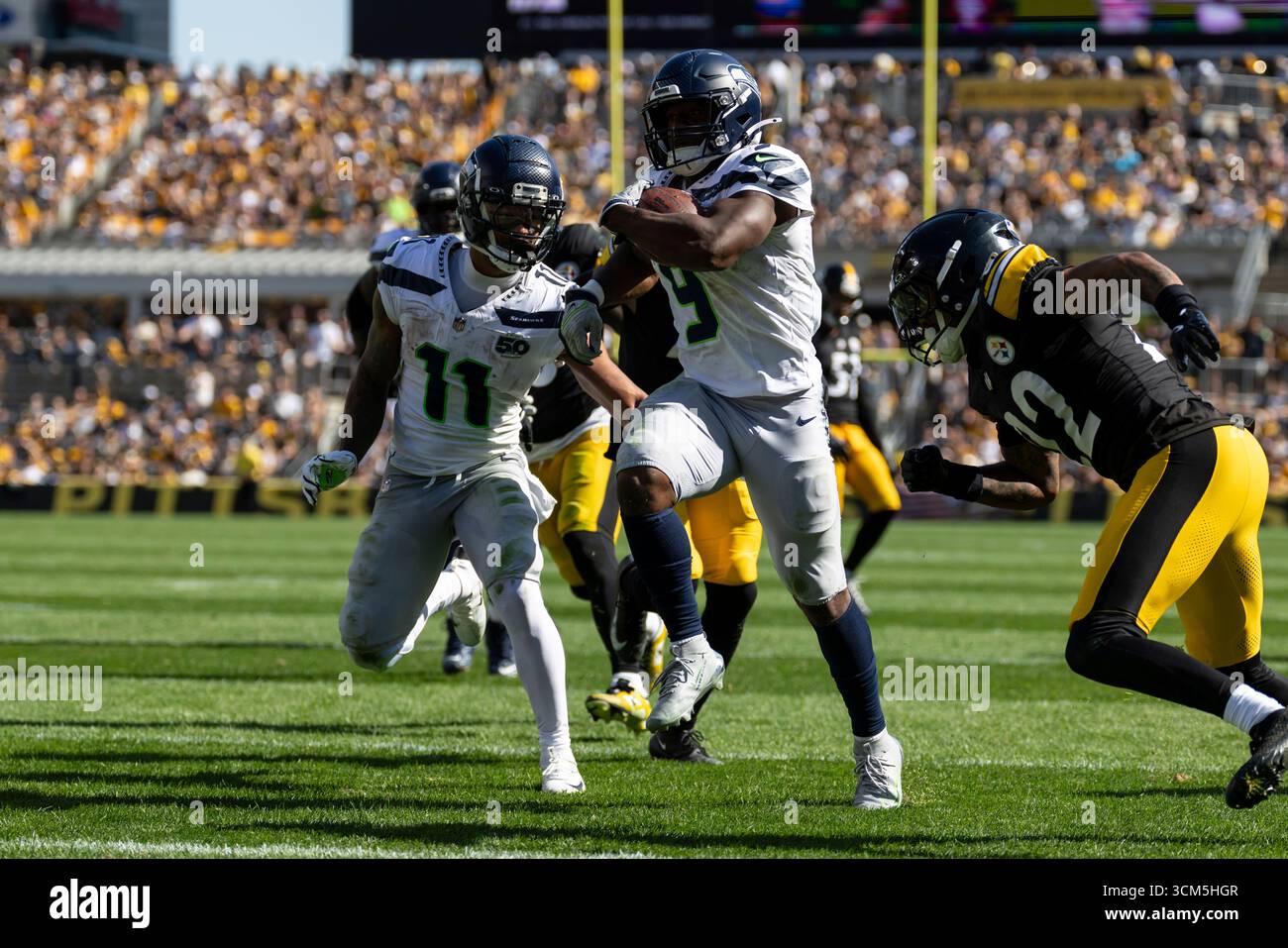 Seattle Seahawks running back Kenneth Walker III (9) crushes for a ...
