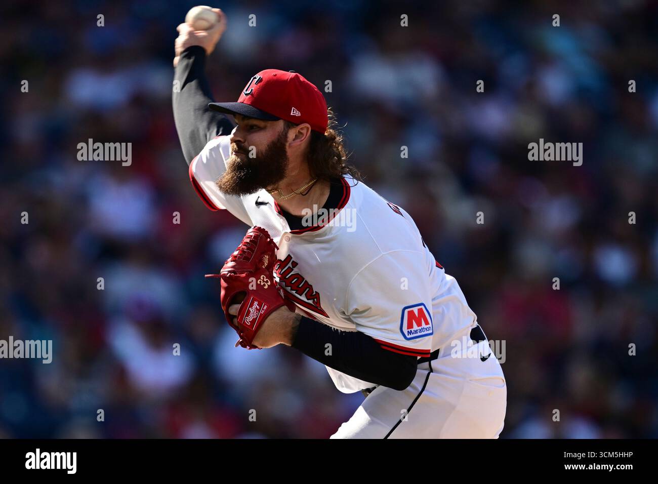 Cleveland Guardians relief pitcher Hunter Gaddis delivers during the ...