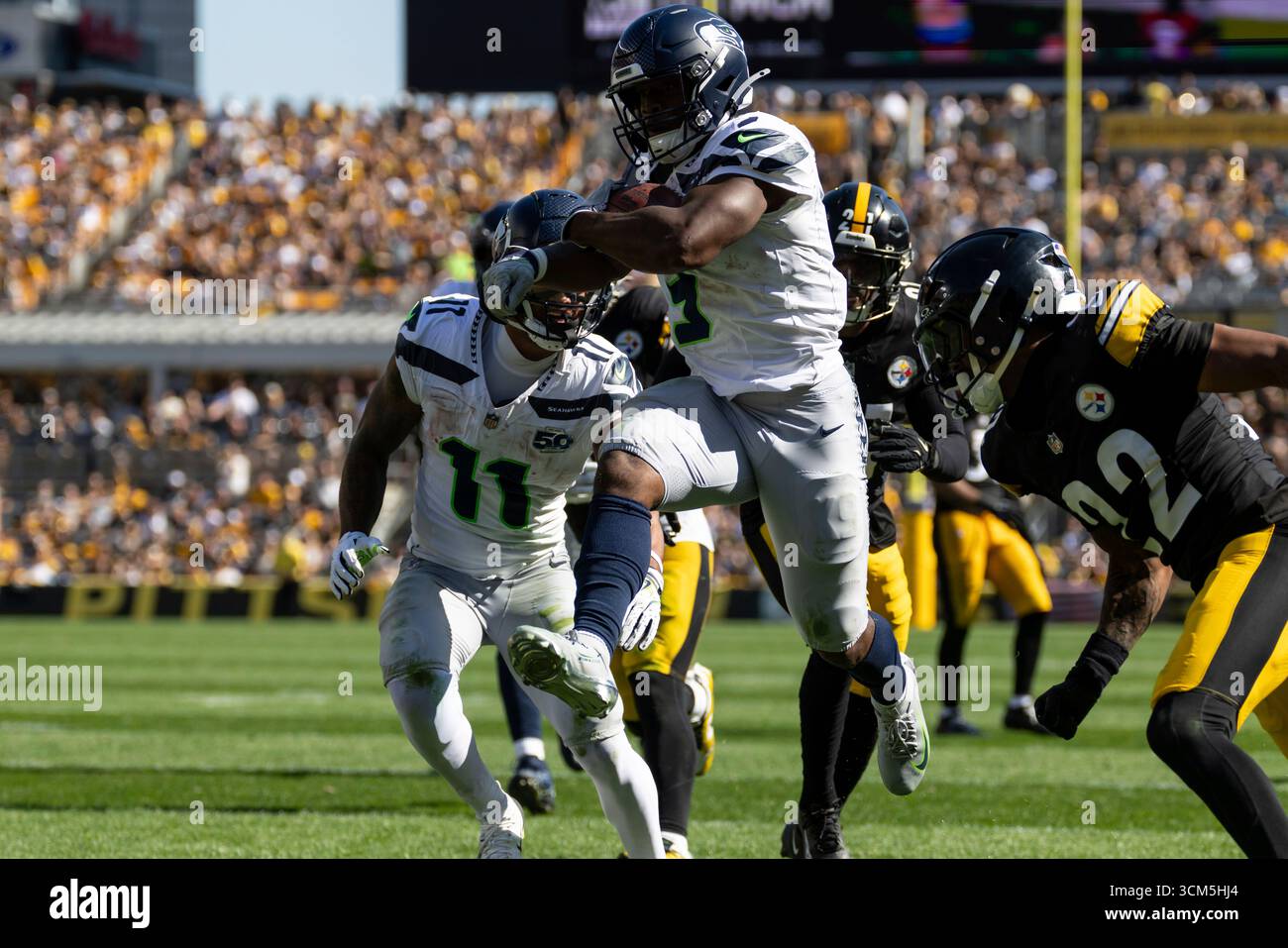 Seattle Seahawks running back Kenneth Walker III (9) crushes for a ...