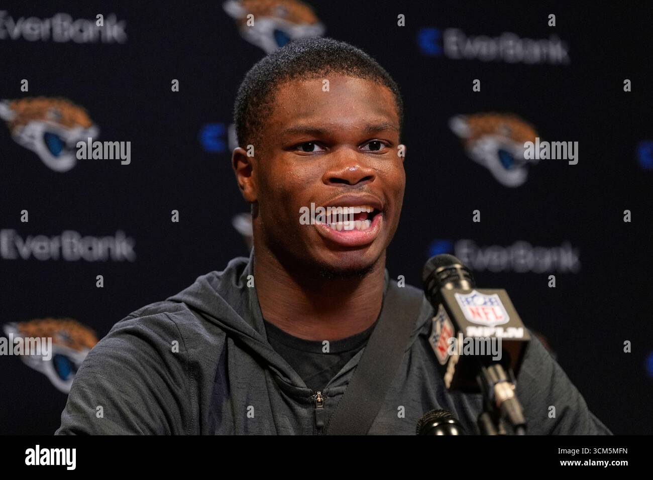 Jacksonville Jaguars wide receiver Travis Hunter answers questions ...