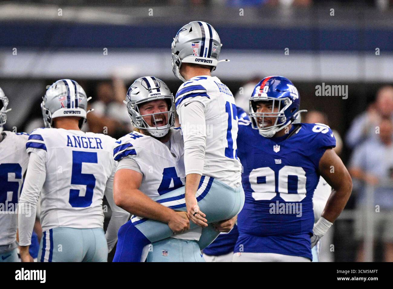 Dallas Cowboys' Trent Sieg (44 and Brandon Aubrey (17) celebrate after ...