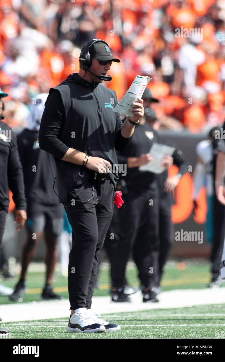 September 14, 2025: Jacksonville Jaguars head coach Liam Coen during ...