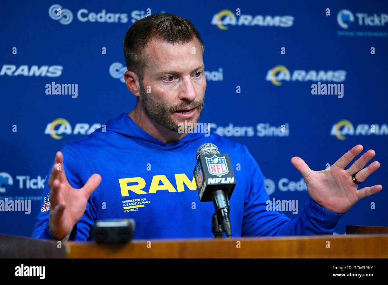 Los Angeles Rams head coach Sean McVay speaks during a news conference ...