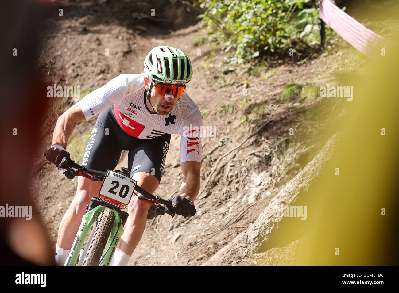14/09/2025, Crans-Montana, Valais 2025 UCI Mountain Bike World Championships, Nino Schurter #20 ...
