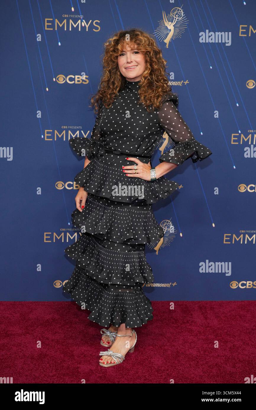 Hannah Bos arrives at the 77th Emmy Awards on Sunday, Sept. 14, 2025 at ...