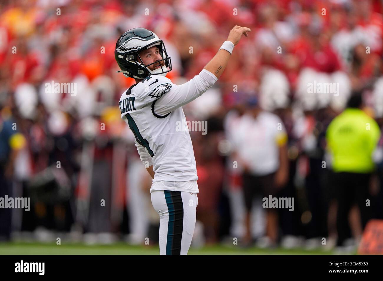 Philadelphia Eagles place kicker Jake Elliott watches his field goal ...