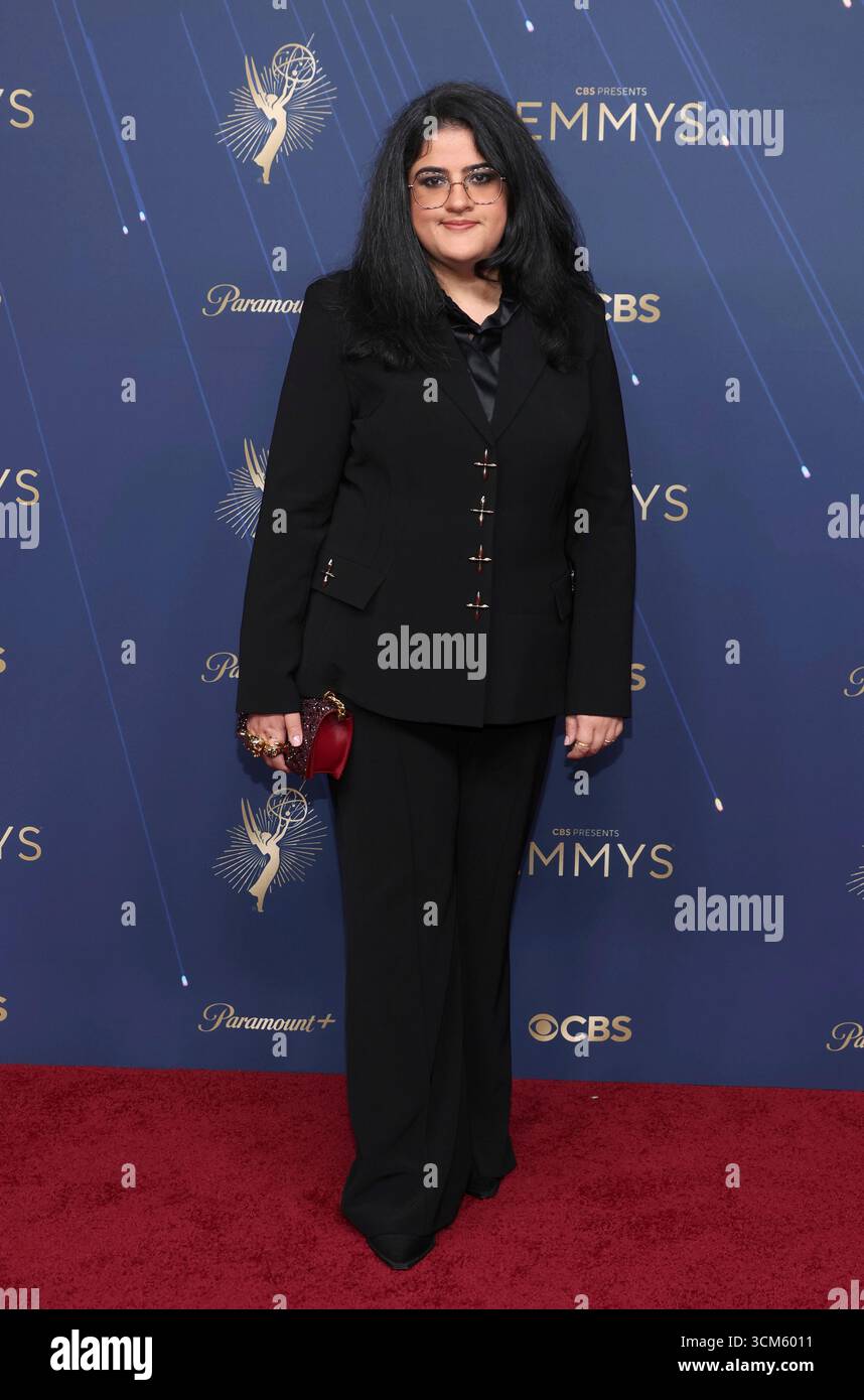 Bisha K. Ali arrives at the 77th Emmy Awards on Sunday, Sept. 14, 2025 ...
