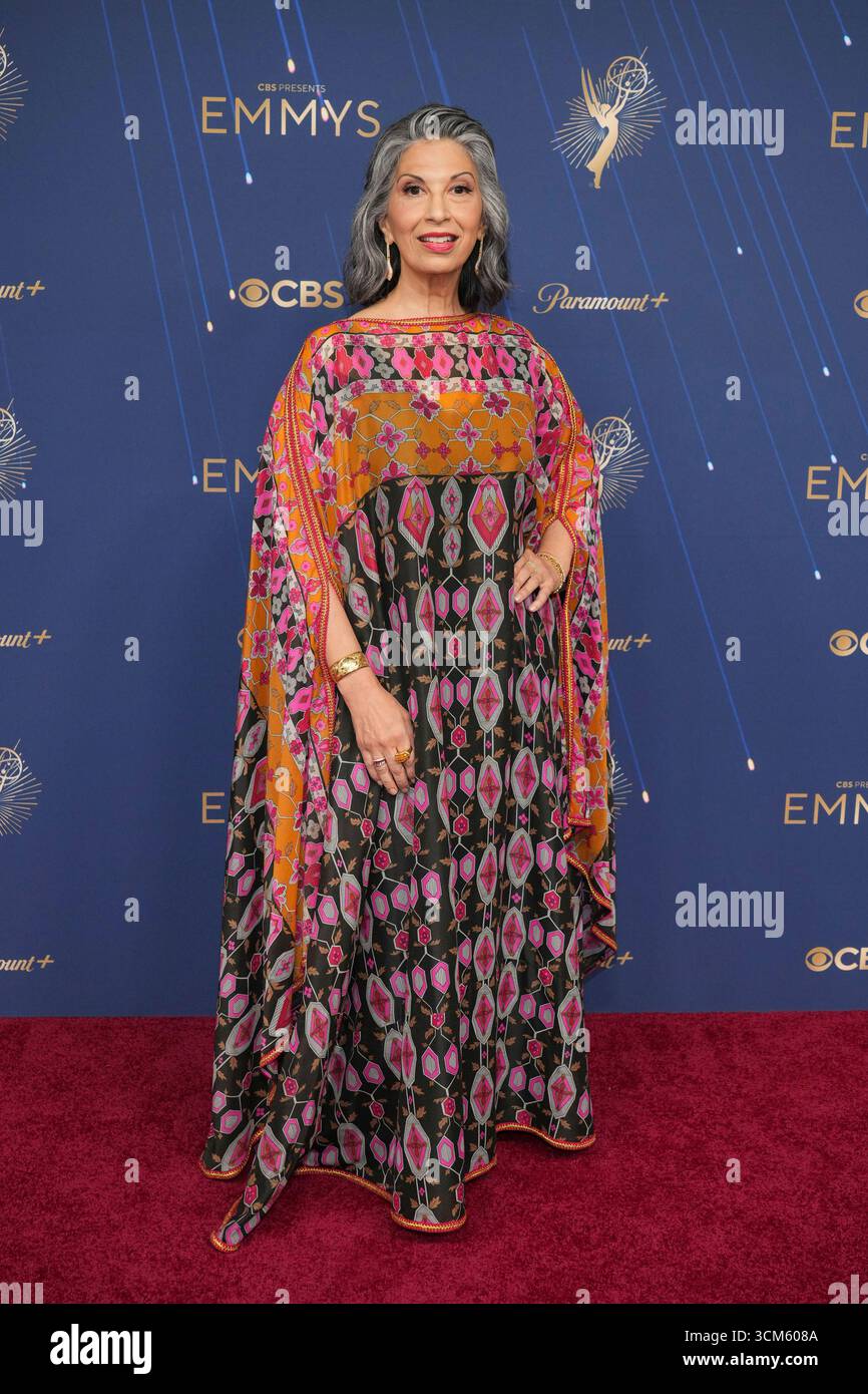 Rose Abdoo arrives at the 77th Emmy Awards on Sunday, Sept. 14, 2025 at ...