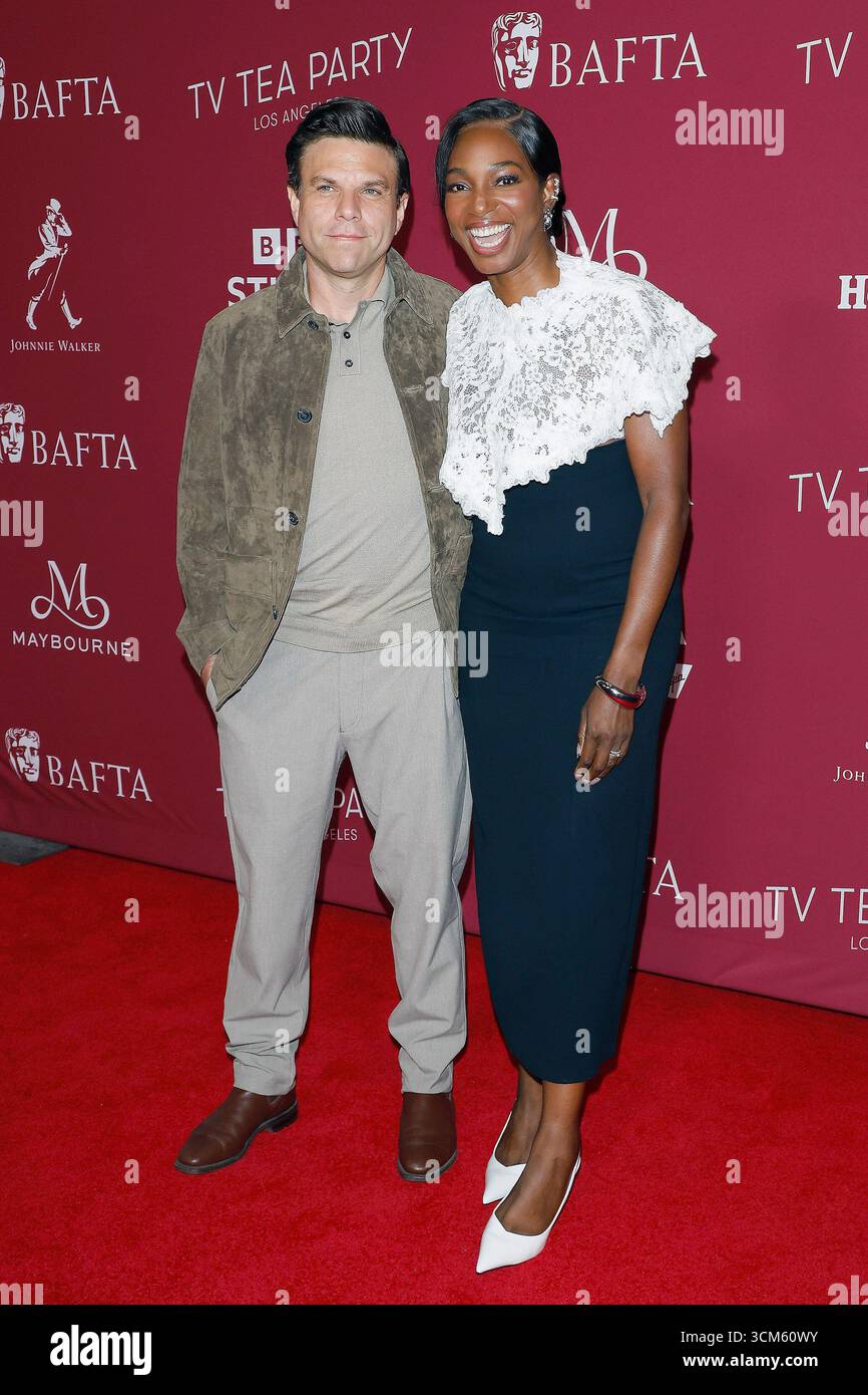 Joe Gasparik, Enuka Okuma attend the arrivals of BAFTA North America TV Tea at the Maybourne ...