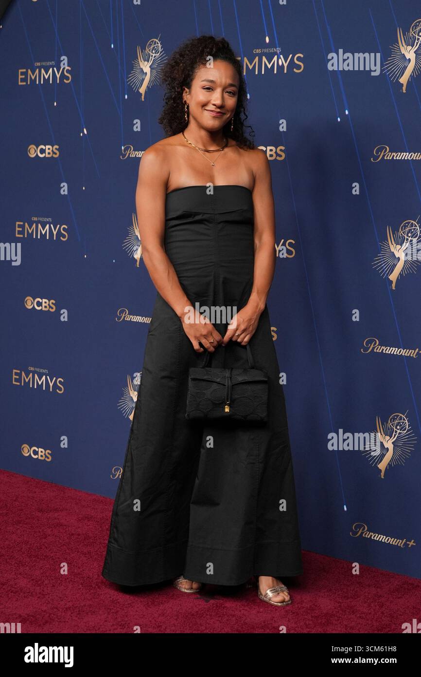 Samantha Riley arrives at the 77th Primetime Emmy Awards on Sunday ...