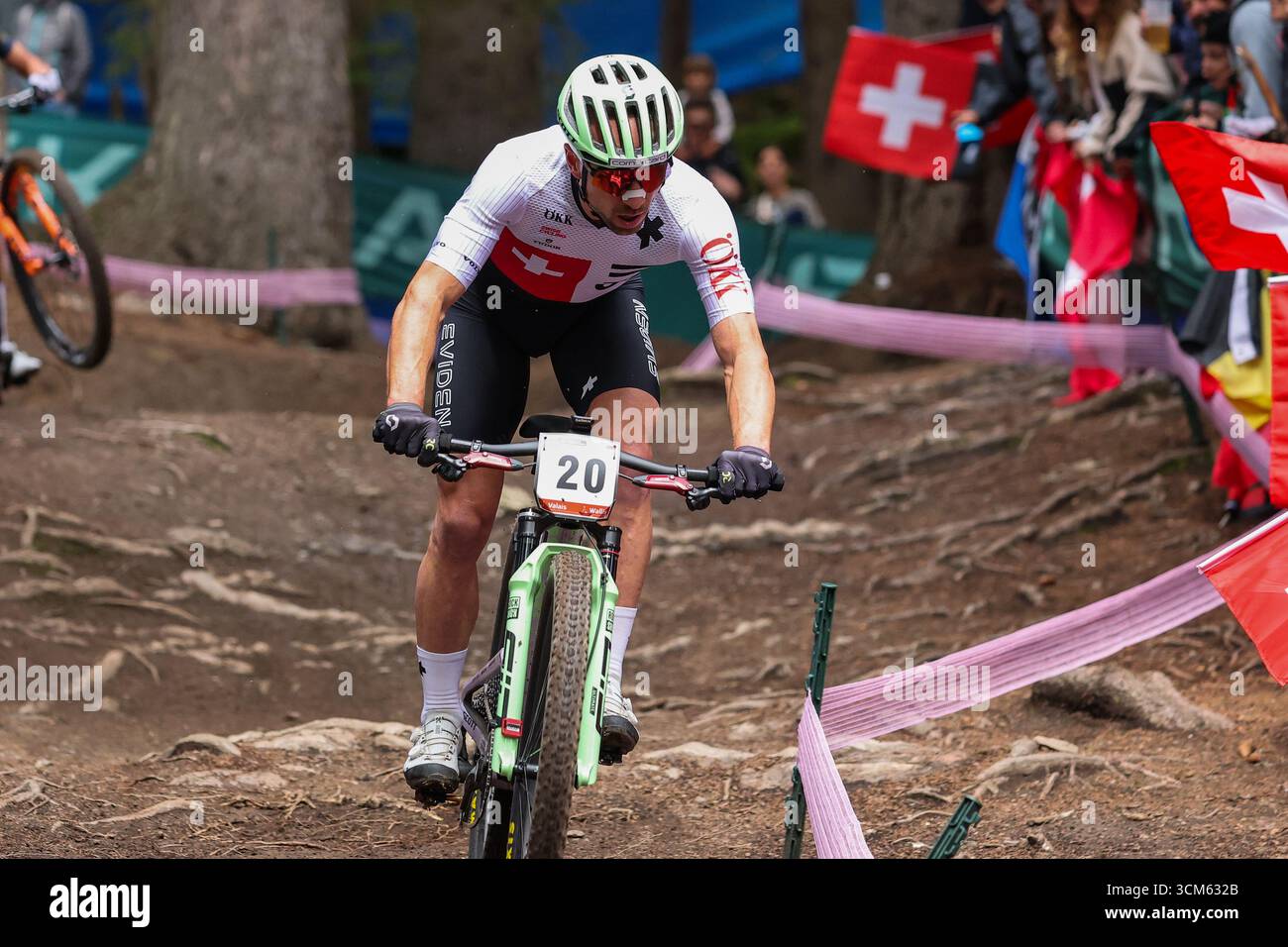 14/09/2025, Crans-Montana, Valais 2025 UCI Mountain Bike World Championships, Nino Schurter #20 ...