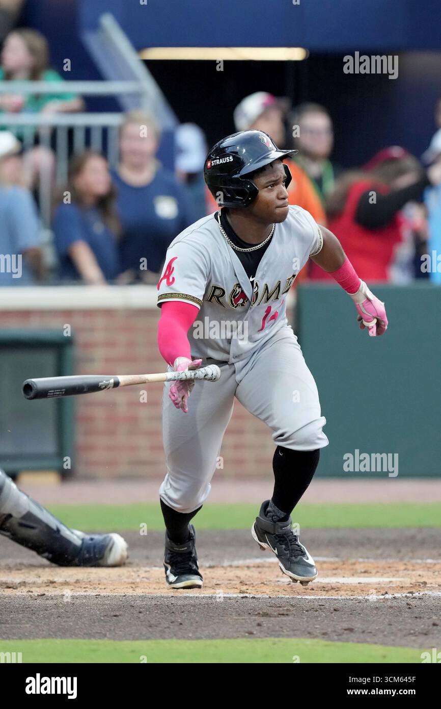 Isaiah Drake (14) of the Rome Emperors at bat in a South Atlantic ...