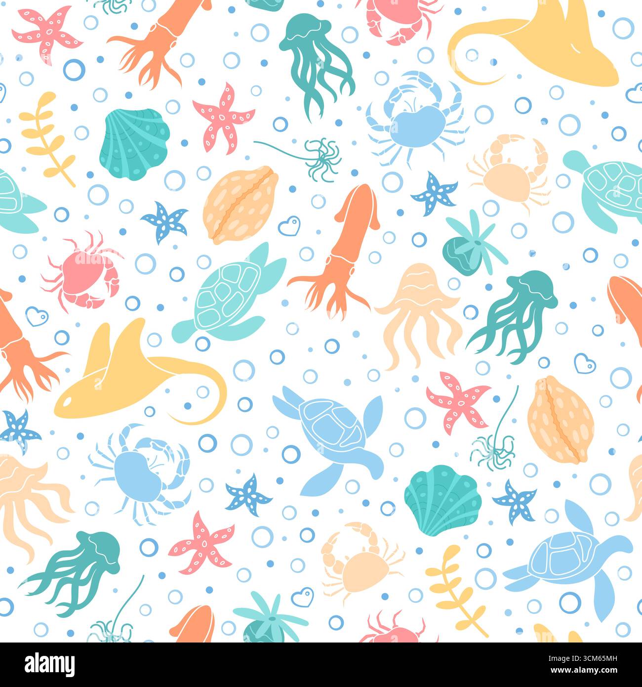Underwater Seamless Cartoon Marine Pattern Stock Vector Image & Art - Alamy