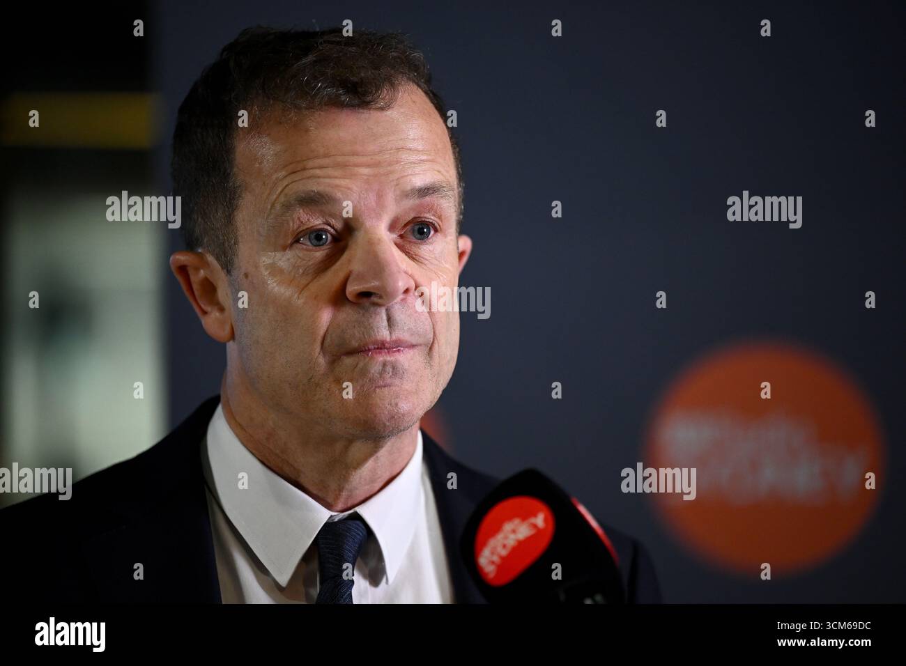 NSW Opposition Leader Mark Speakman is seen during a live on-air radio ...