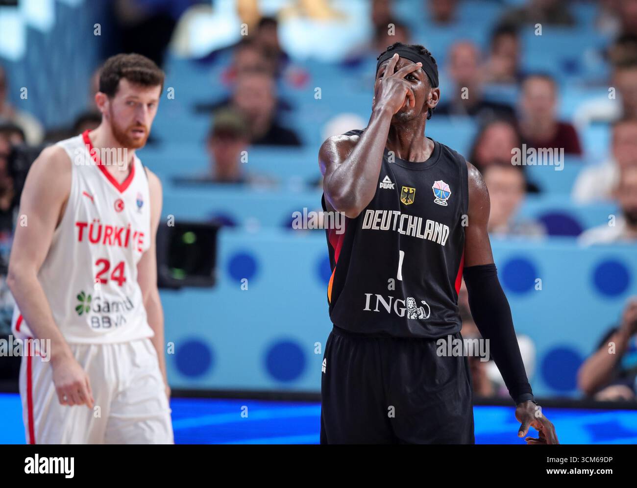 RIGA, LATVIA - SEPTEMBER 14: Isaac Bonga of Germany celbrates during ...
