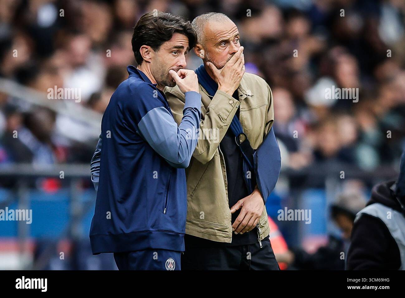 Rafel POL of PSG and Luis ENRIQUE of PSG during the French championship ...
