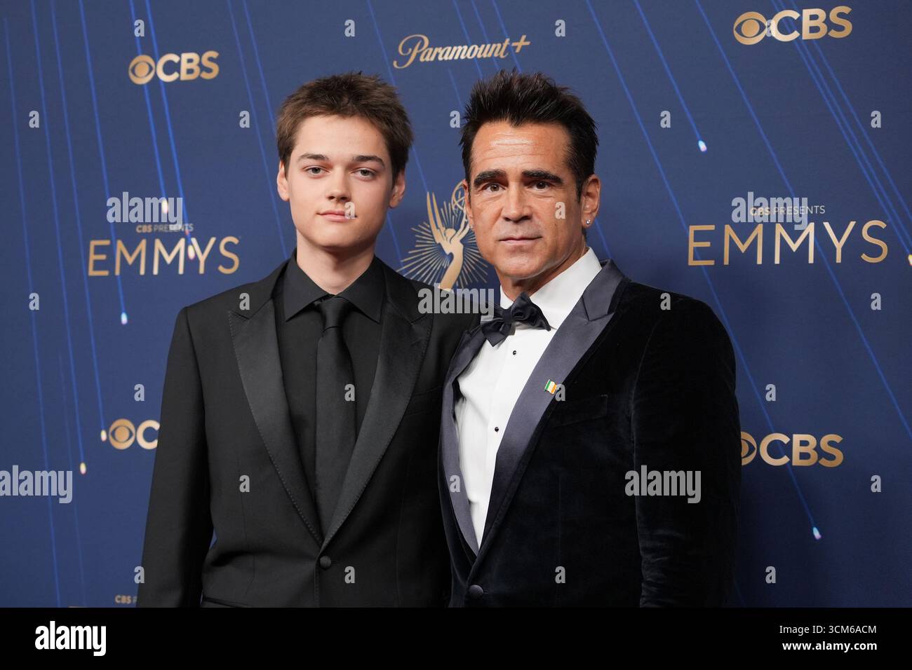 Henry Farrell, left, and Colin Farrell arrive at the 77th Primetime ...