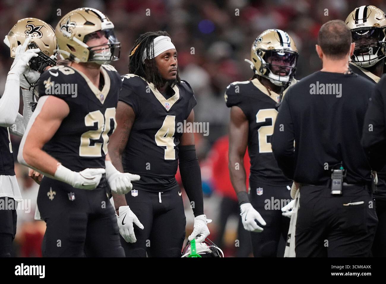 New Orleans Saints cornerback Kool-Aid McKinstry (4) stands during a ...