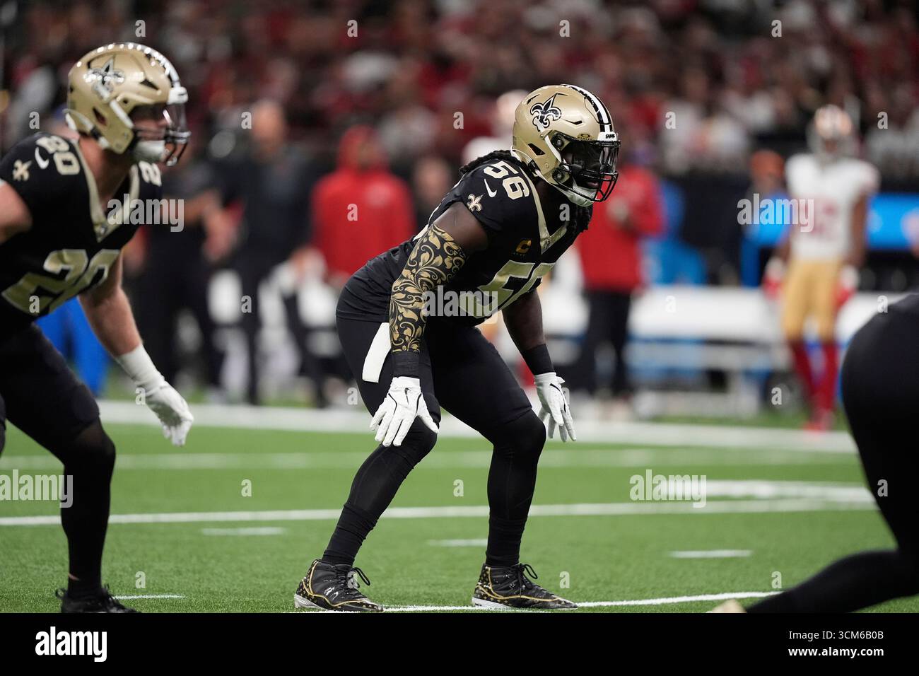 New Orleans Saints linebacker Demario Davis (56) defends in the first ...