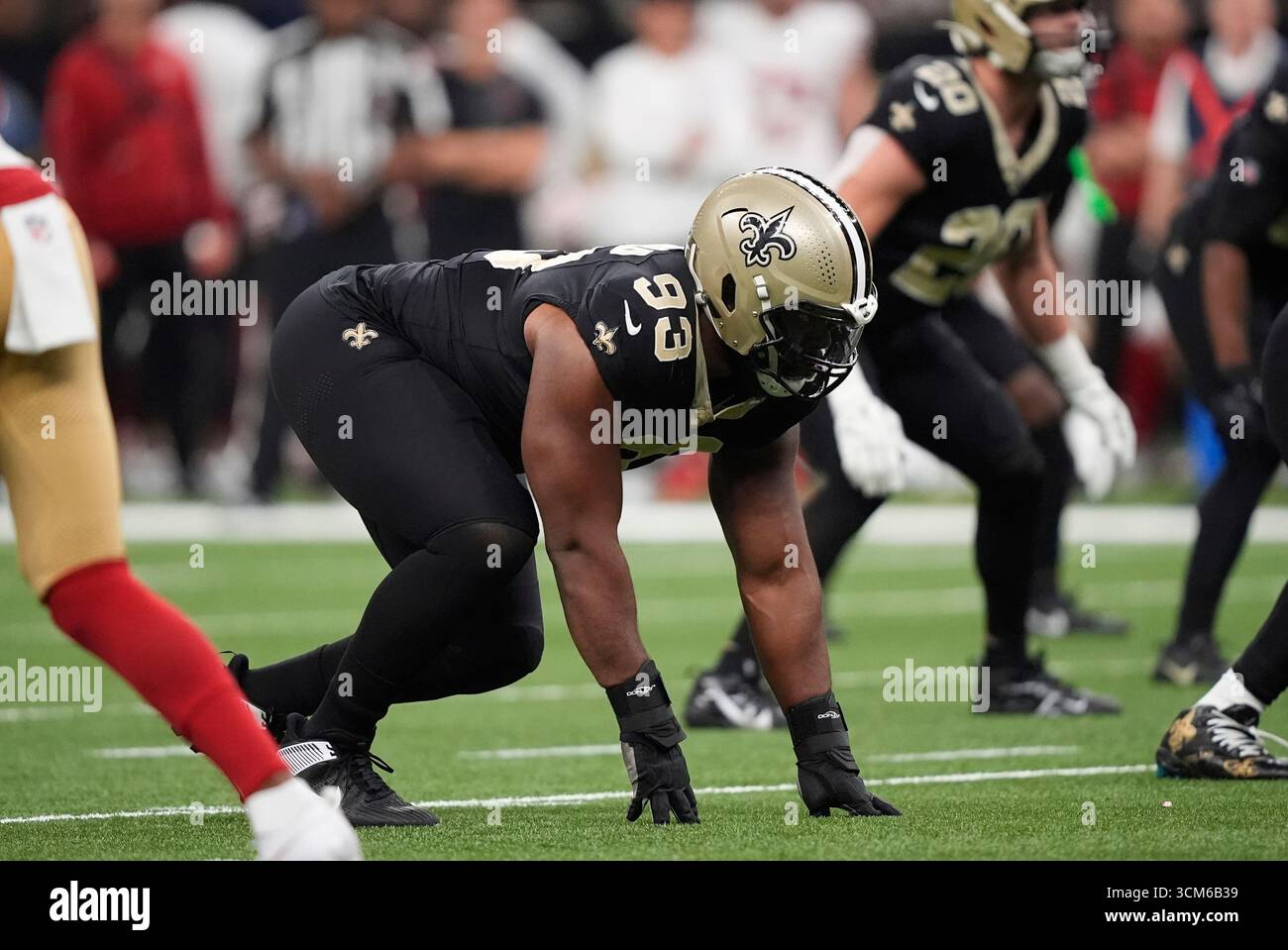 New Orleans Saints defensive tackle Nathan Shepherd (93) defends in the ...