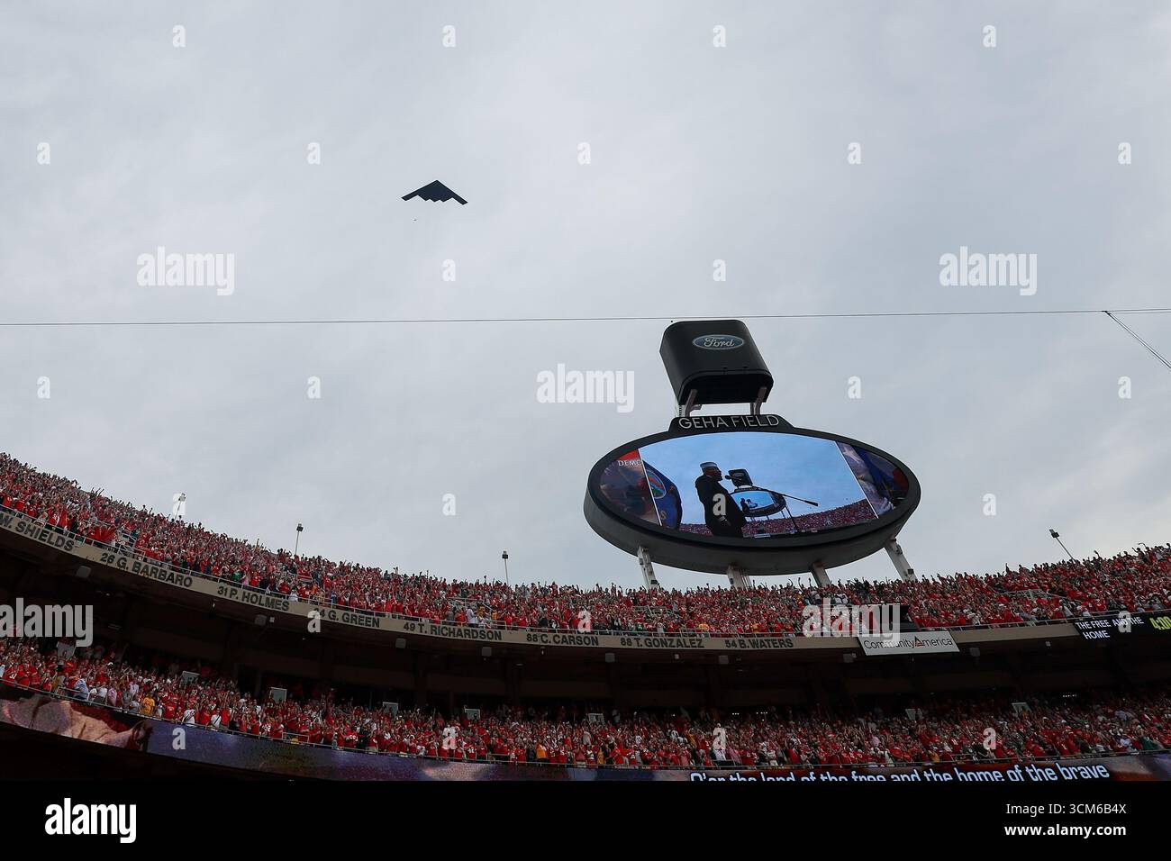 September 14, 2025: A B2 bomber performs a flyover during the National ...
