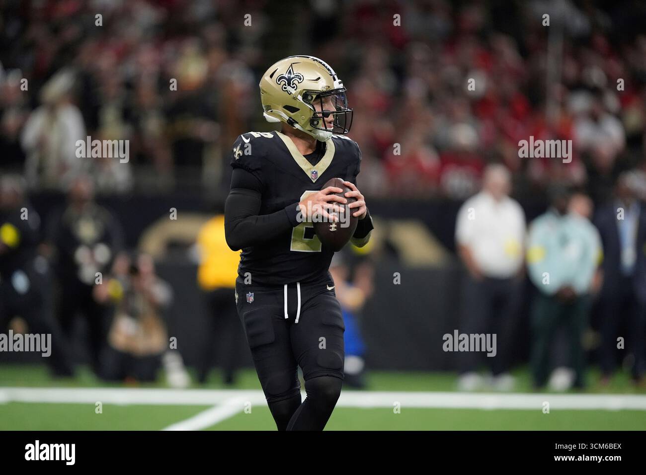 New Orleans Saints quarterback Spencer Rattler (2) drops back to pass ...