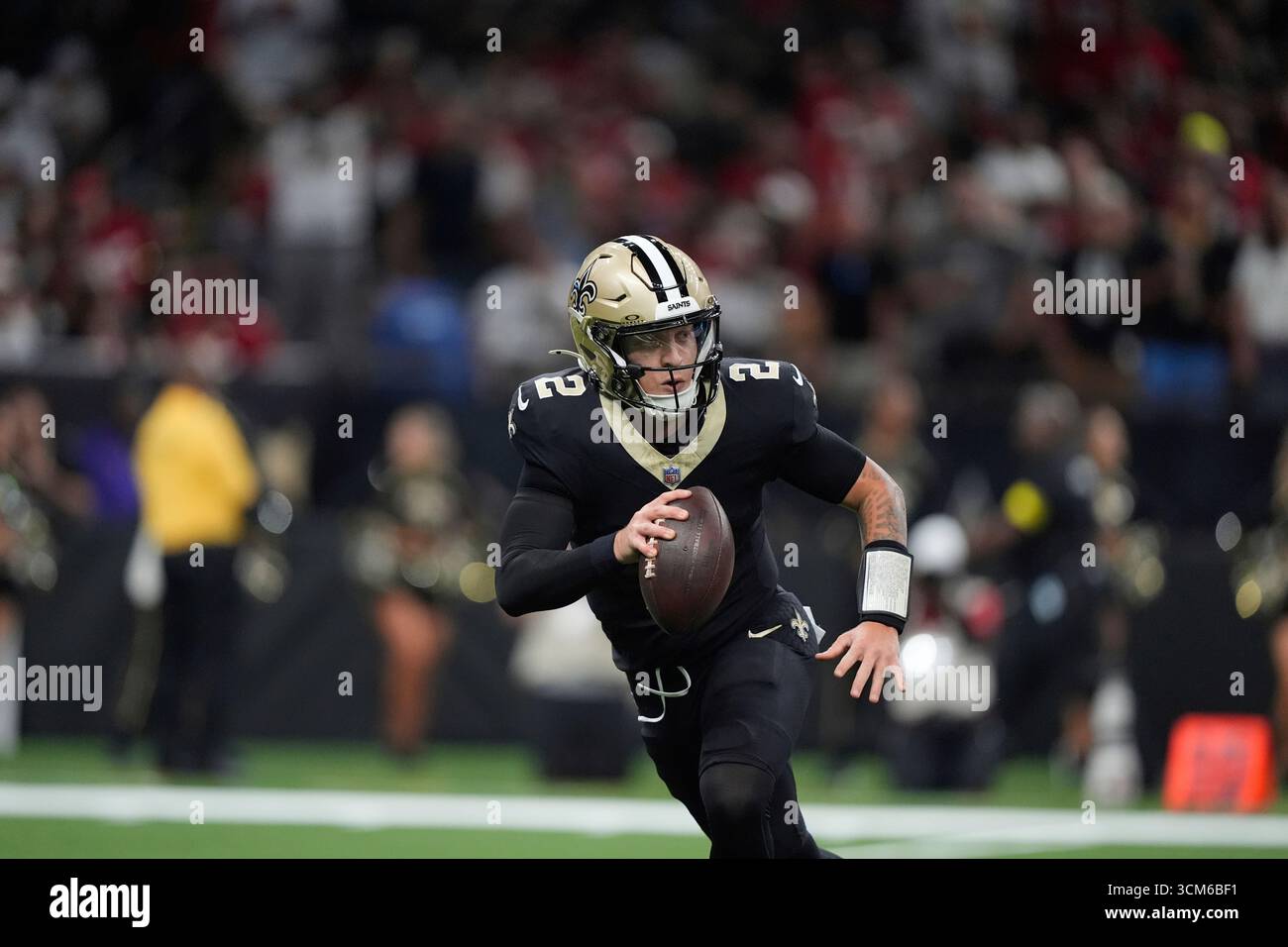 New Orleans Saints quarterback Spencer Rattler (2) drops back to pass ...