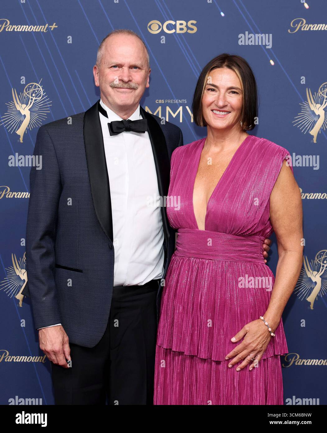 Sam Johnson, left, and Kela Monterroso Mejia arrives at the 77th Emmy ...