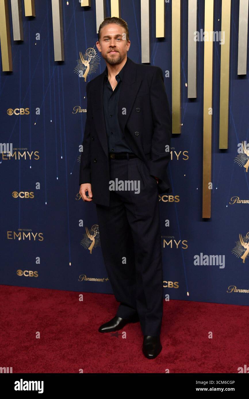 Charlie Hunnam arrives at the 77th Primetime Emmy Awards on Sunday ...