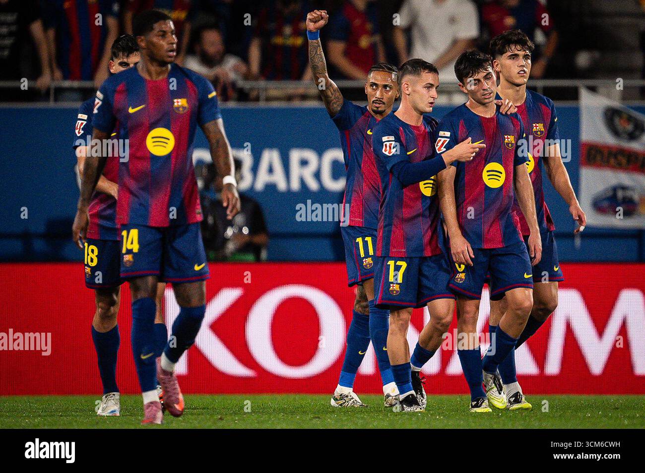 Raphael DIAS BELLOLI (Raphinha) of Barcelona celebrate his goal with ...