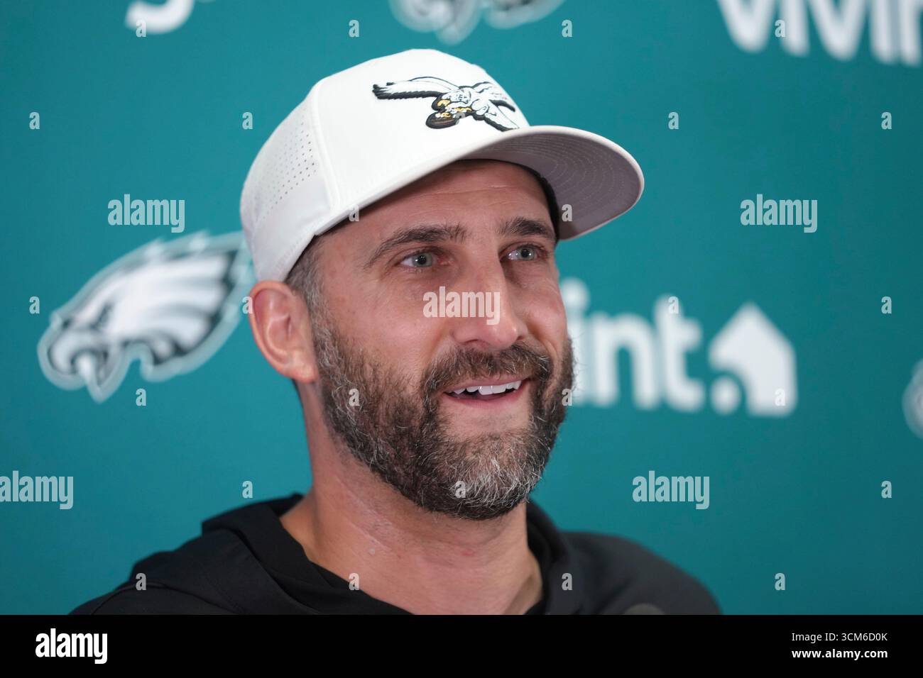 Philadelphia Eagles head coach Nick Sirianni speaks during a news ...