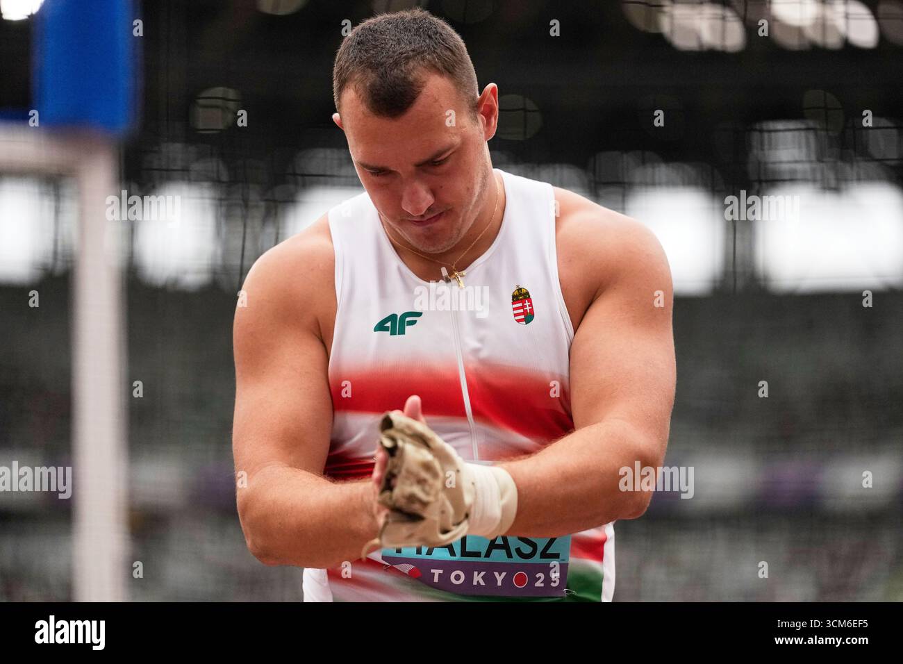 Hungary's Bence Halasz prepares to make an attempt in the men's hammer ...
