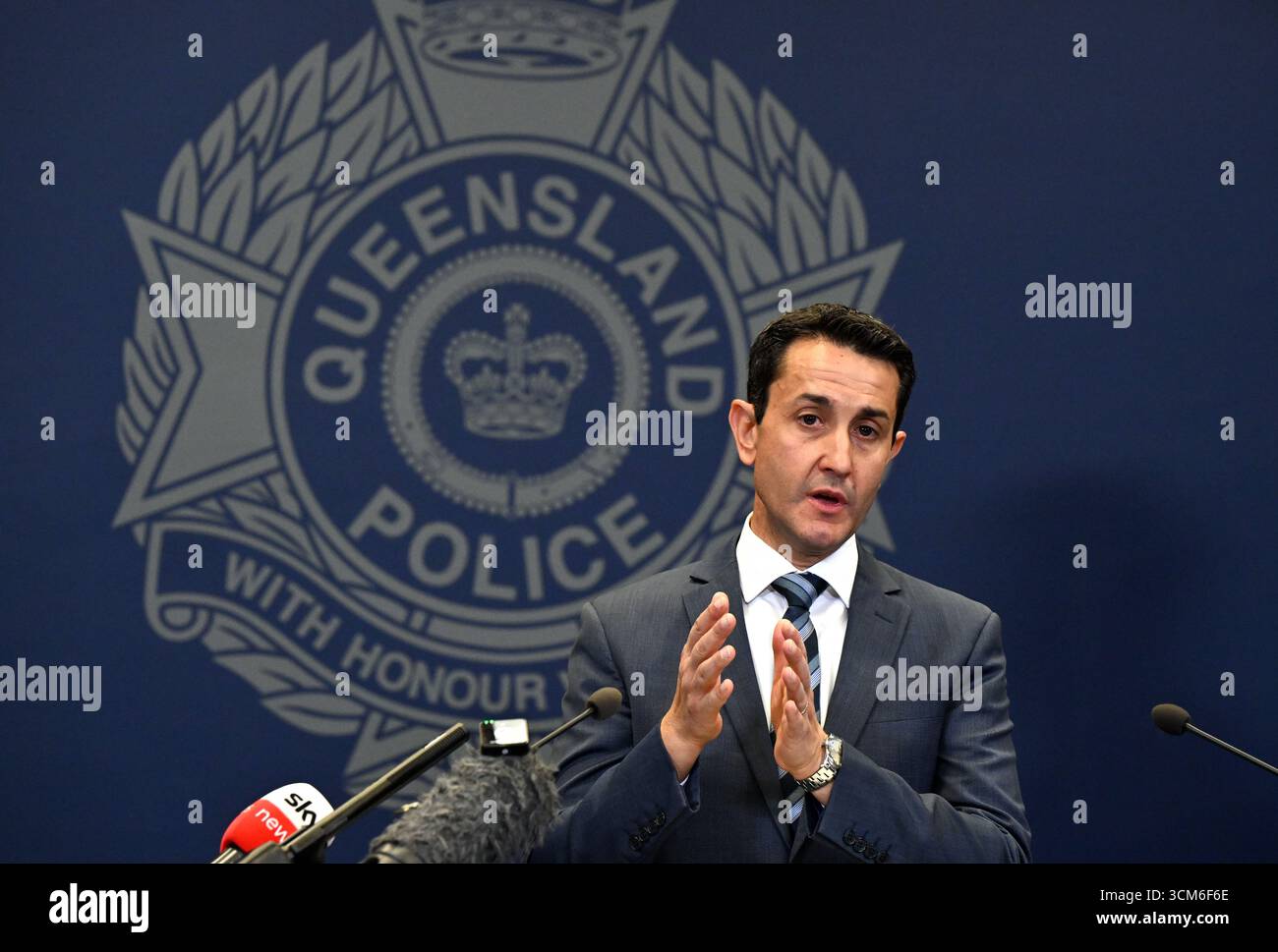Queensland Premier David Crisafulli is seen during a press conference ...