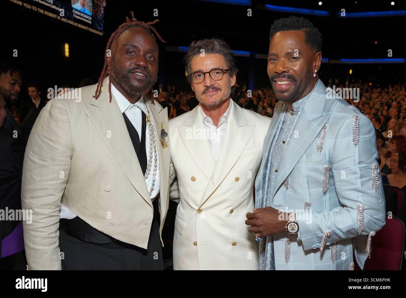 Brian Tyree Henry, from left, Pedro Pascal, and Colman Domingo attend ...