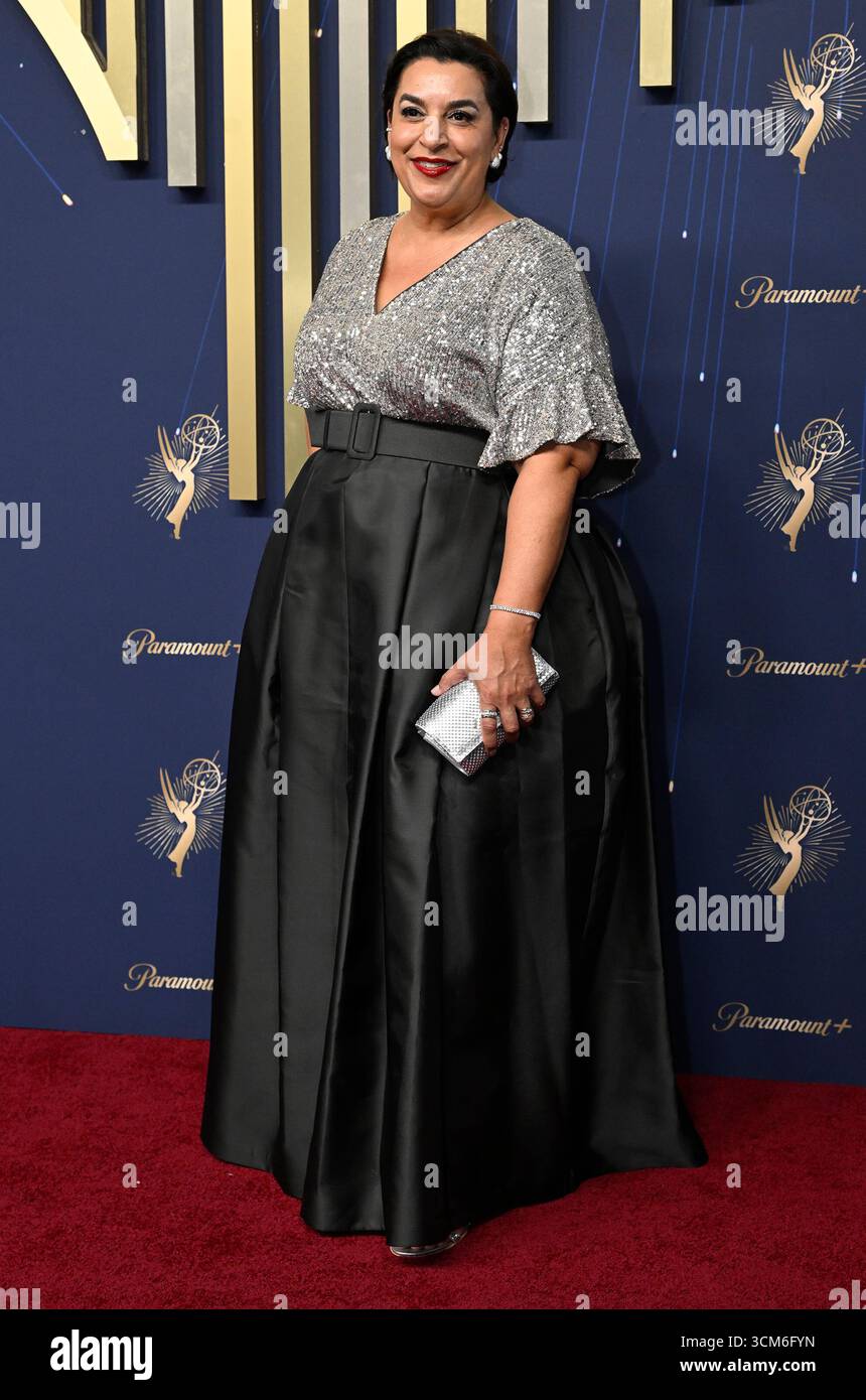 Simran Baidwan arrives for the 77th annual Primetime Emmy Awards at the ...