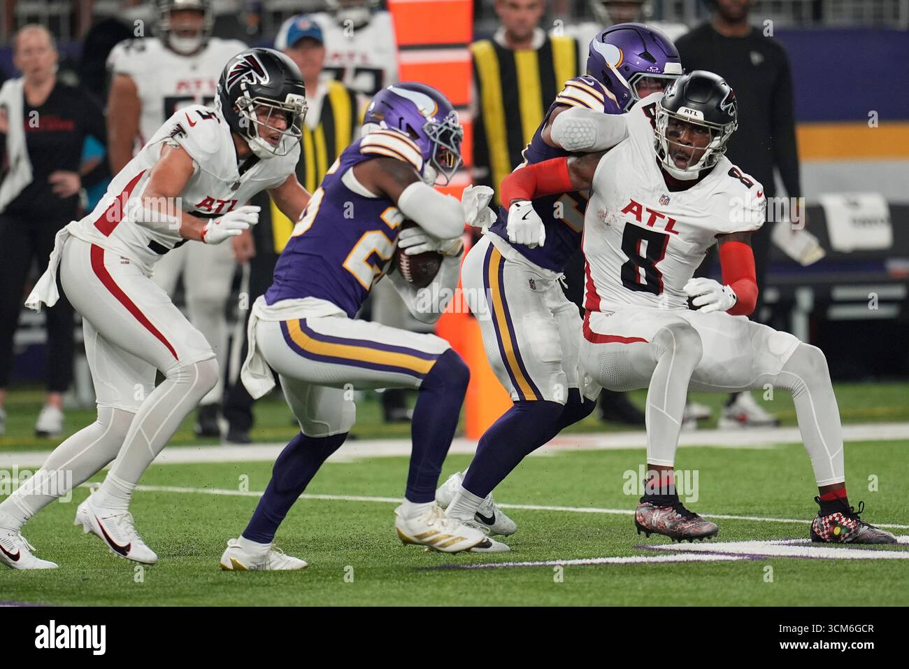 Minnesota Vikings safety Theo Jackson (26) recovers a fumble and runs ...