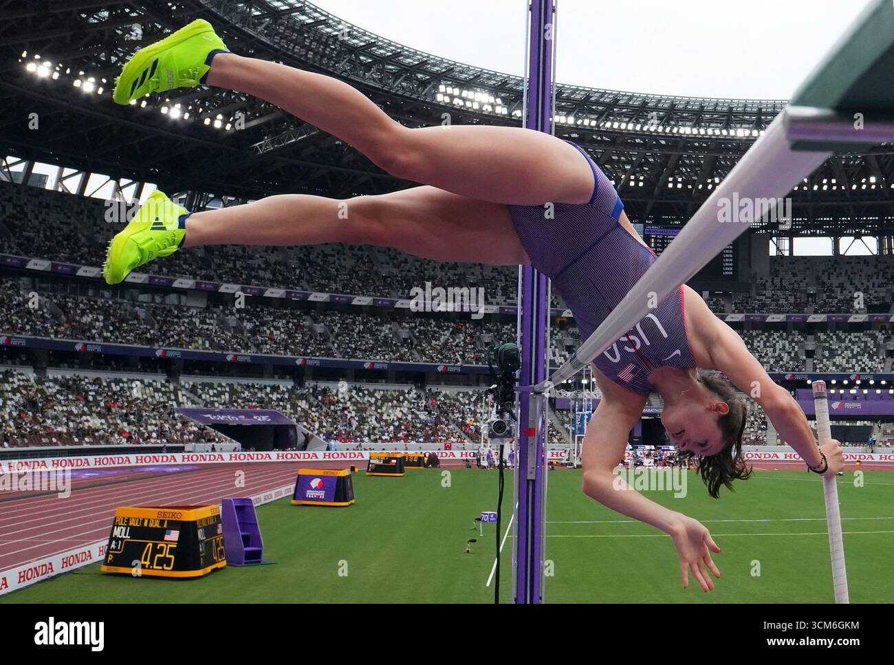 Hana Moll of the U.S. competes in the women's pole vault qualification ...