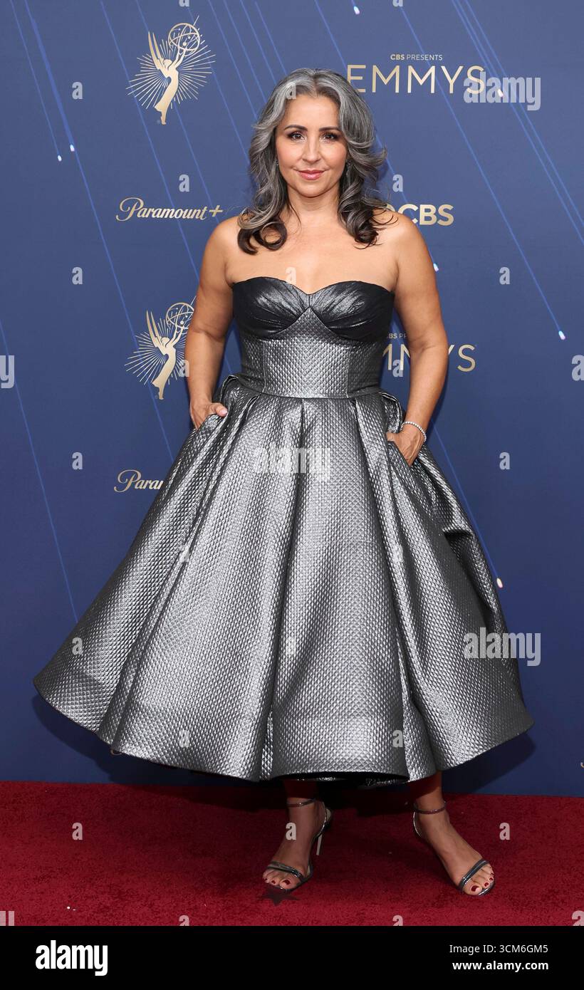Nikki Boyer arrives at the 77th Emmy Awards on Sunday, Sept. 14, 2025 at the Peacock Theater in ...