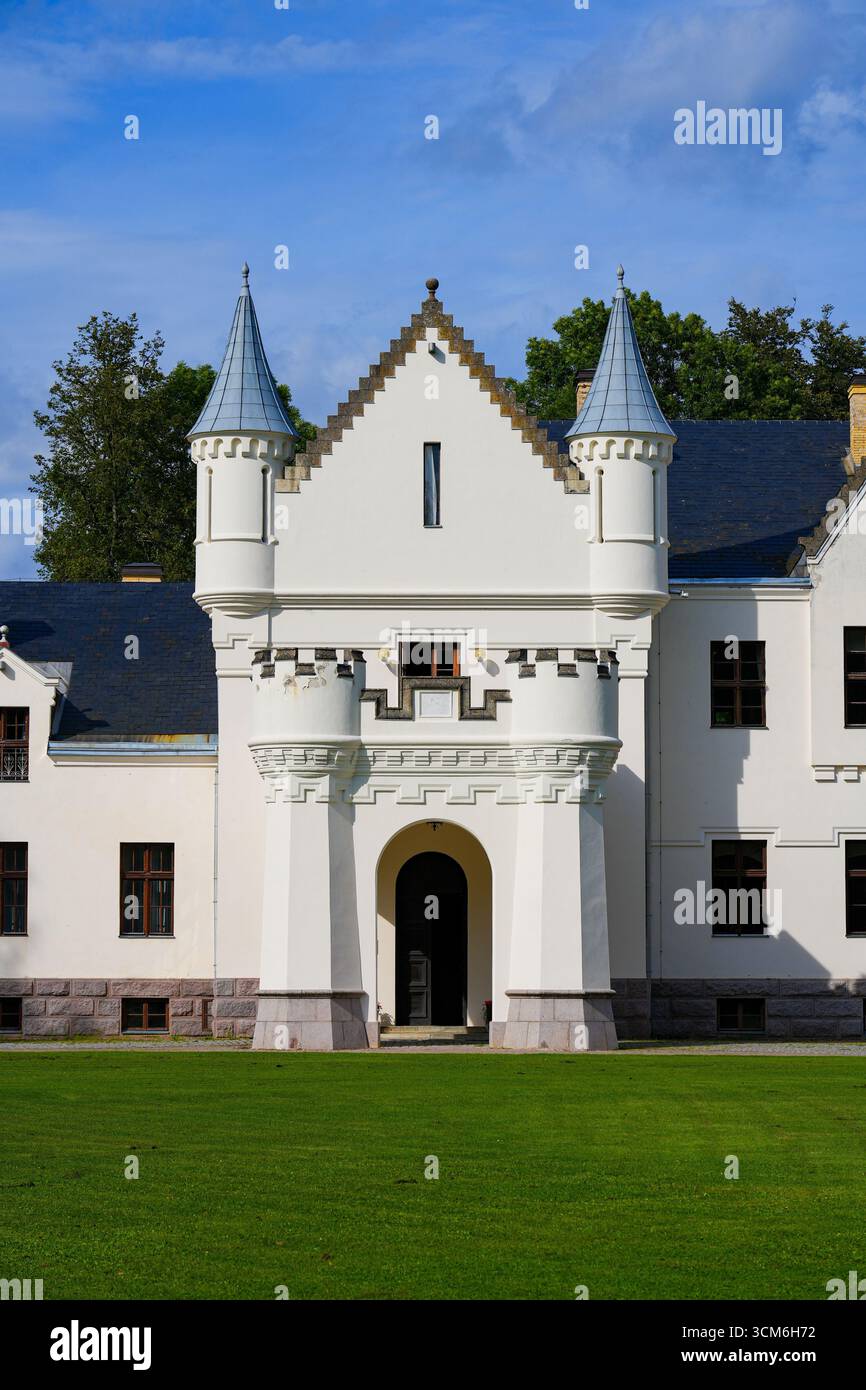 Facade of Alatskivi Castle, a neo-Gothic castle in Tartu County ...