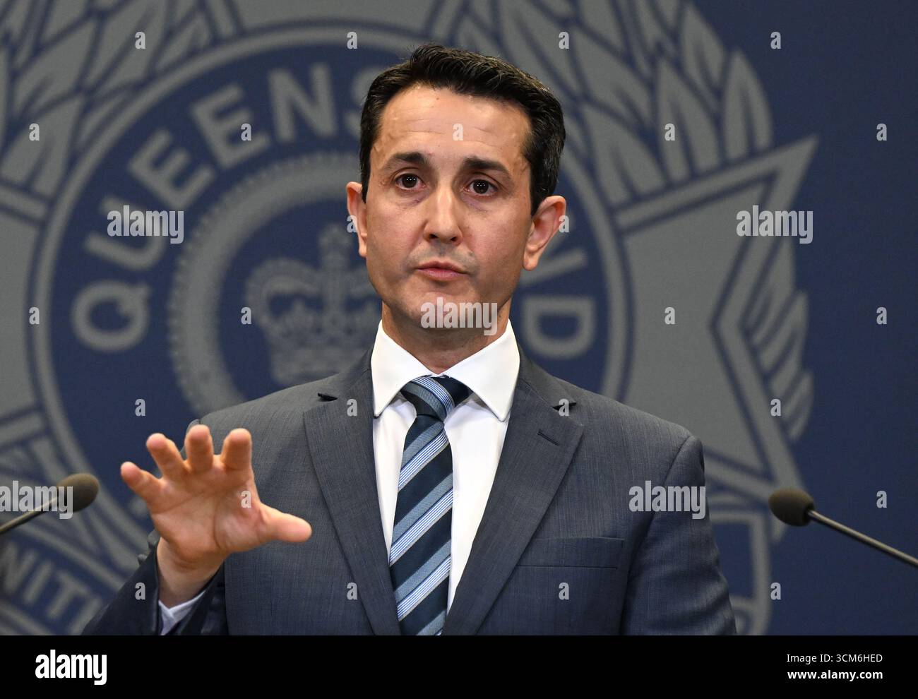 Queensland Premier David Crisafulli is seen during a press conference ...